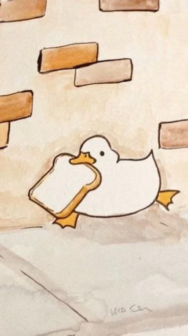 Cute Running Duck With Bread Easy Drawings Cute Easy Doodles Doodle Drawings