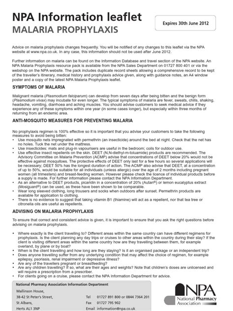 Malaria Chart June 2012 Pdf Drugs Rtt