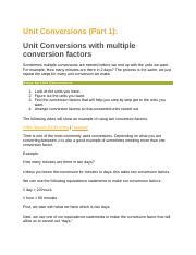 Unit Conversions Docx Unit Conversions Part Unit Conversions With Multiple Conversion