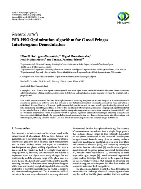 pdf fsd hso optimization algorithm for closed fringes interferogram