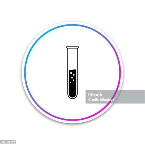 테스트 튜브 및 플라스 크화학 실험실 테스트 아이콘 흰색 배경에 고립 동그라미 흰색 버튼 벡터 일러스트 개발에 대한 스톡 벡터