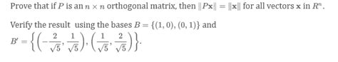 solved prove that if p is an n x n orthogonal matrix then
