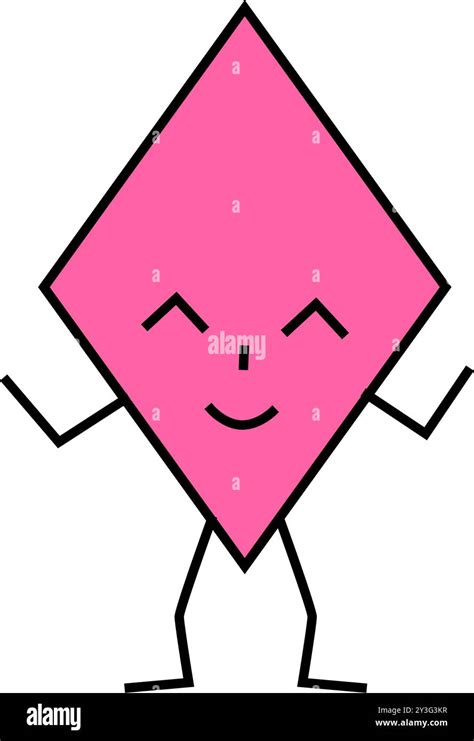 Rhombus Geometric Shape Character Icon Color Illustration Stock Vector