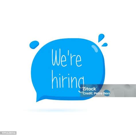 우리가 고용 하는 거 야 소셜 미디어 콘텐츠에 대 한 스티커입니다 손으로 그린된 연설 거품 아이콘입니다 현대 평면 벡터 일러스트 레이 션 비어 있음에 대한 스톡 벡터 아트