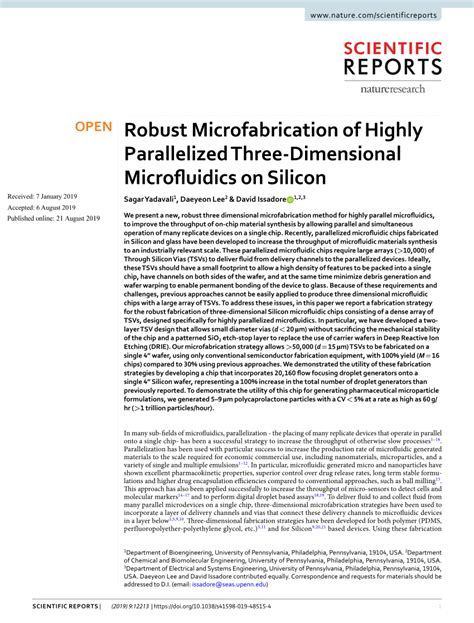 Pdf Robust Microfabrication Of Highly Parallelized Three Dimensional