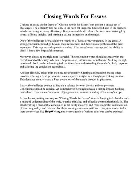 Closing Words For Essayspdf