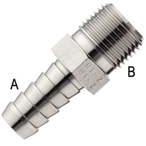 Stainless Steel Bsp Hosetail M Hose 12 X Bspt M 12 Collier And Miller