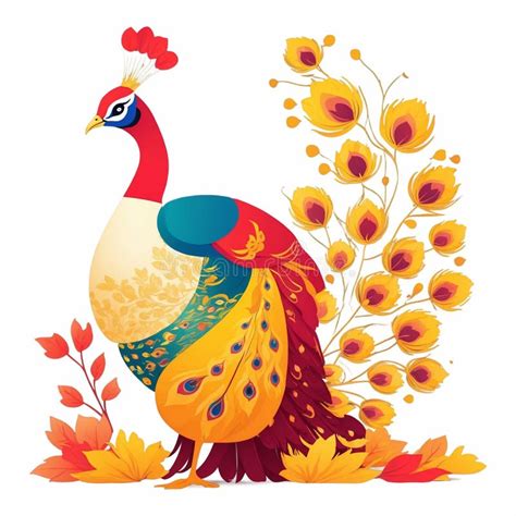 Stylized Peacock Stock Vector Illustration Of White 20240341