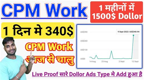 Cpm Work 1 महिने में 1500 Dollor Aur 1 दिन मे 50 Youtube