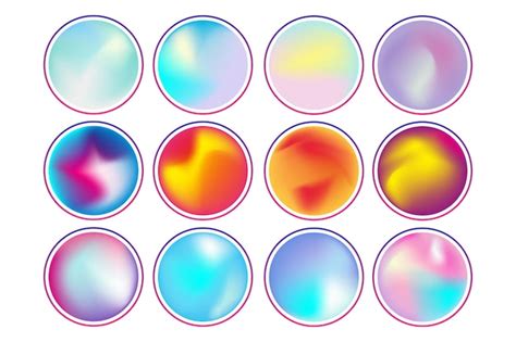 스토리 하이라이트 세트 아이콘 다채로운 유행 그라데이션 커버 프리미엄 벡터