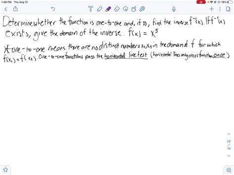 determine whether or not the function is one to one and if so find