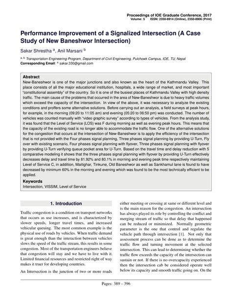 pdf performance improvement of a signalized intersection a case