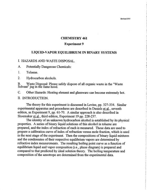 investigating binary liquid vapor phase diagrams through lab reports