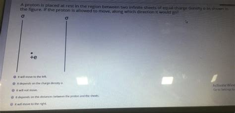 Solved A Proton Is Placed At Rest In The Region Between Two