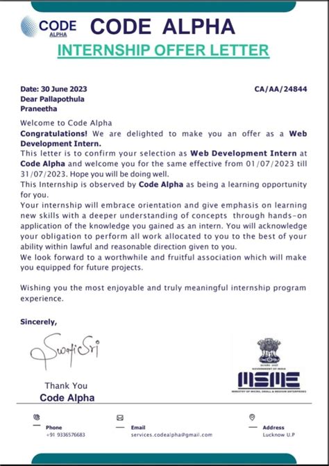 Praneetha Pallapothula On Linkedin Internship Codealpha
