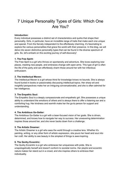 Ppt 7 Unique Personality Types Of Girls Which One Are You Powerpoint