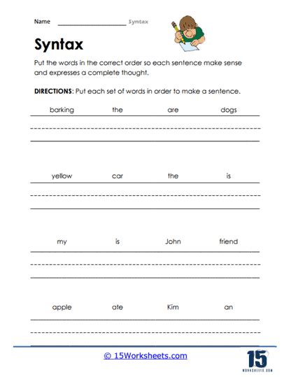 Syntax Worksheets Worksheets Worksheet Hero