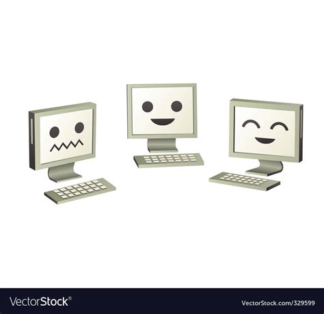 Three Cute Computers Royalty Free Vector Image