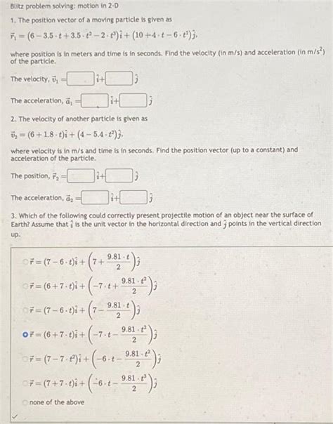 solved blitz problem solving motion in 2 d 1 the position