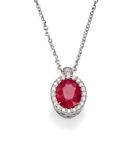 18ct White Gold Ruby And Diamond Pendant Campione Jewellery