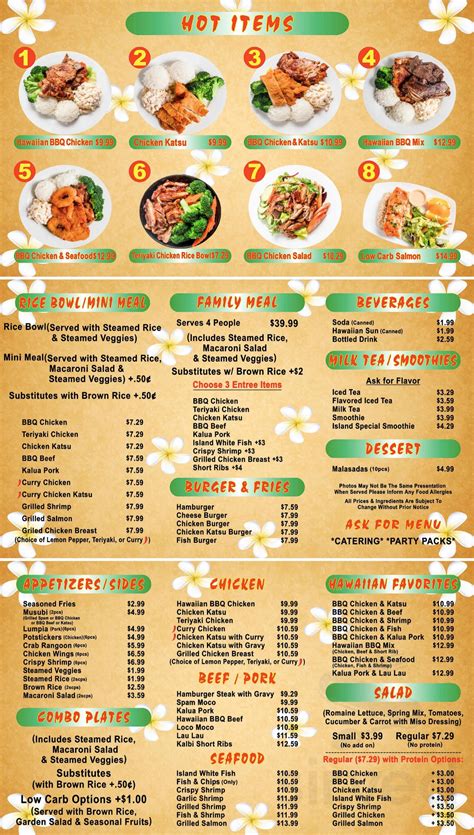 Hawaiian Bbq Express Vacaville Menu In Vacaville California Usa