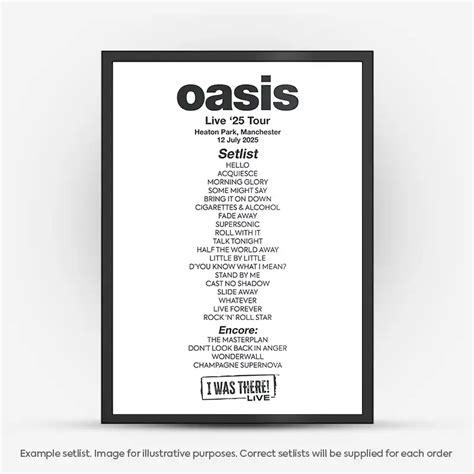 Oasis Setlist Poster Wembley Stadium London 25th July 2025 I Was There Live