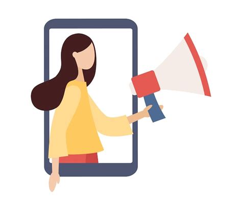 Premium Vector Social Media Influencer Blogger With Megaphone On