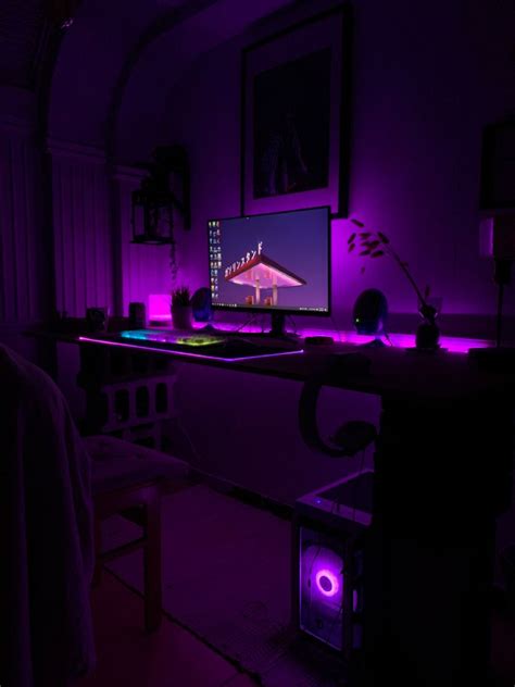 Purple Light Desk Setup