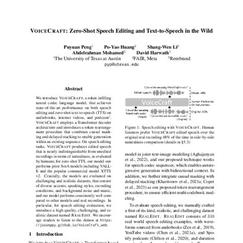 Voicecraft Zero Shot Speech Editing And Text To Speech In The Wild