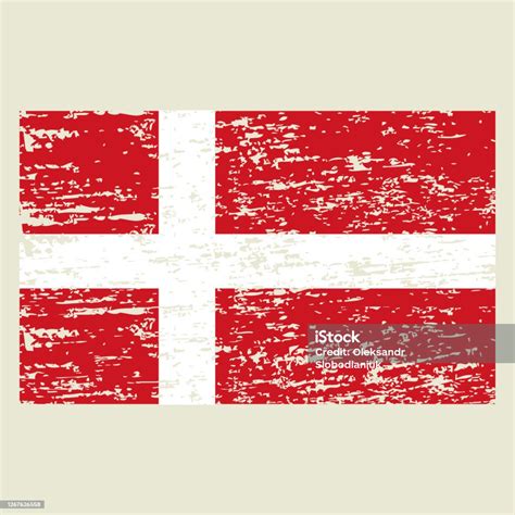 덴마크 국기 브러시는 덴마크 플래그를 그린 그런지 효과와 수채화가 있는 손으로 그린 스타일 일러스트레이션 그런지 텍스처가 있는