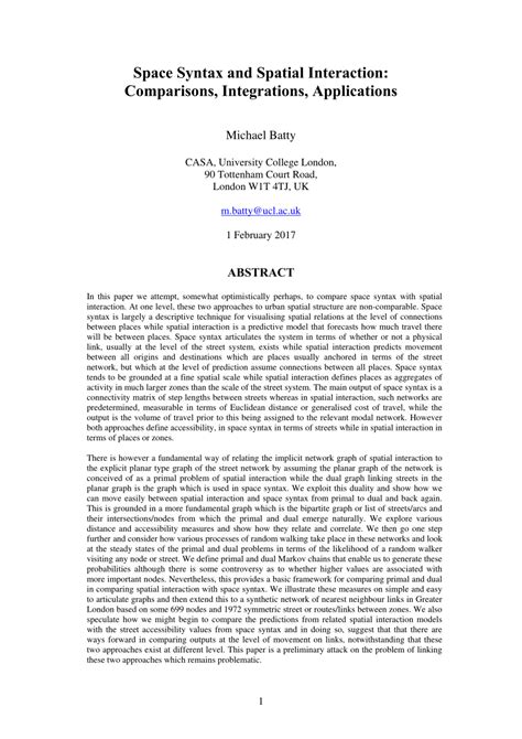 Download Pdf Space Syntax And Spatial Interaction Comparisons