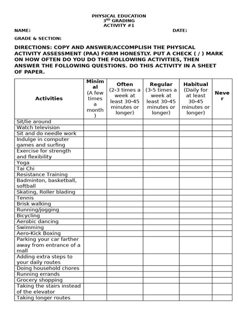 P E 3rd Grading Activity 1 Pdf