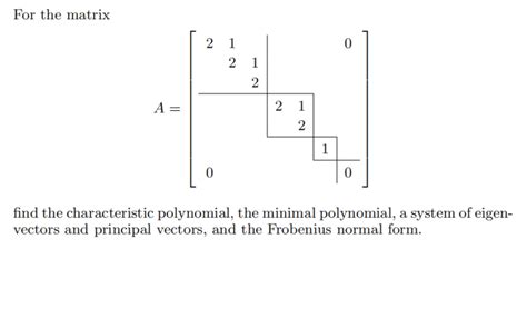 Solved For The Matrix Find The Characteristic Polynomial Chegg