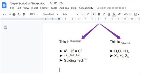 How To Add Superscript Or Subscript Text In Google Docs