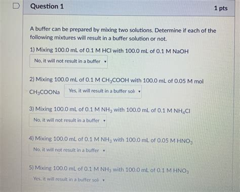 Solved DQuestion Pts A Buffer Can Be Prepared By Mixing Chegg