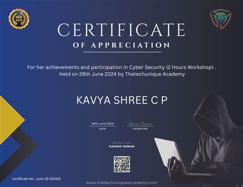 Kavya Shree On Linkedin For My Achievements And Participation In Cyber Security 2 Hours…