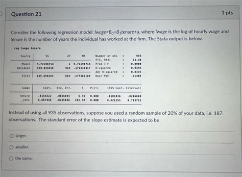 Solved Consider The Following Regression Model Iwage B0b1