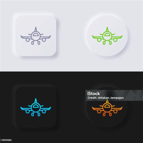 비행기 버튼 아이콘 세트 웹 디자인 응용 프로그램 Ui 등을 위한 다색 Neumorphism 버튼 소프트 Ui 디자인 버튼 벡터