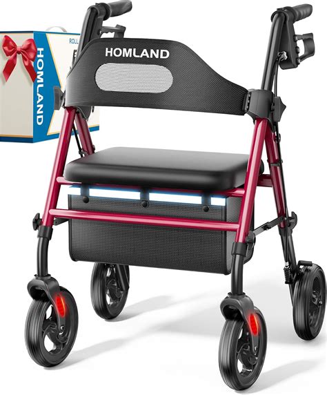 Foldable Rollator Walkers With Seat For Seniors 8 Big Wheels 350 Lb