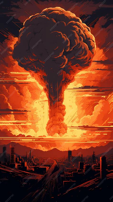 Premium Ai Image Nuclear Explosion Illustration