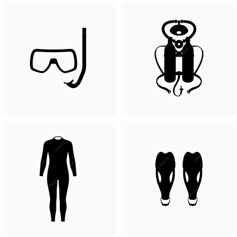 Premium Vector Diving Scuba Equipment Wetsuit And Fins