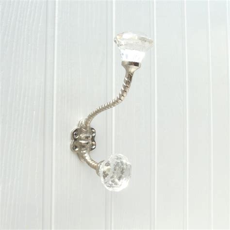 Vintage Style Cast Iron Wall Hook With Clear Glass Knobs Jonesandgrey