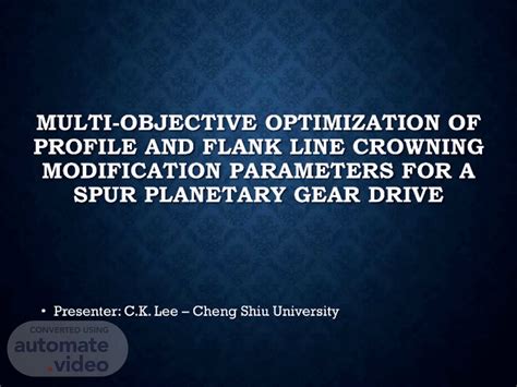Optimization Planetary Gear Drive Automate Video