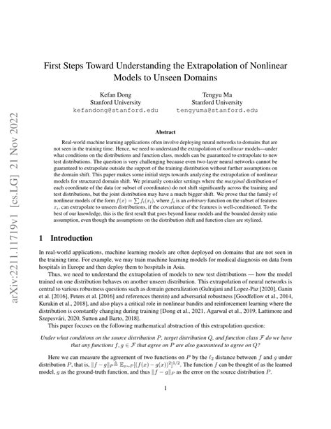 Pdf First Steps Toward Understanding The Extrapolation Of Nonlinear