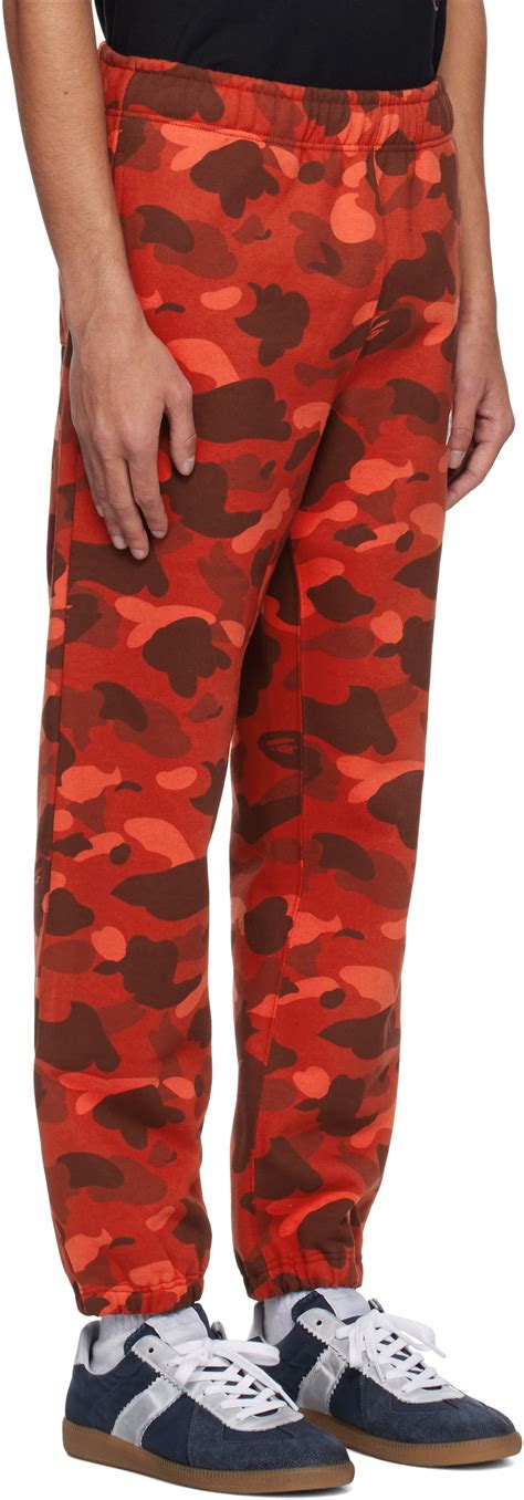 Bape Red Color Camo Sweatpants A Bathing Ape