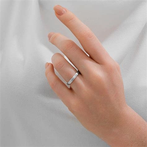 Platinum Ring 950 3mm Wedding Band Dome Matte Brushed Comfort Fit