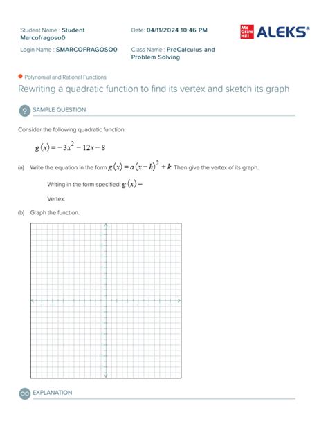 6 Polynomial And Rational Functions Rewriting A Quadratic Function