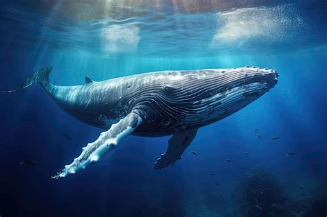 Premium Photo Humpback Whale In The Deep Blue Ocean Underwater Scene Humpback Whale Swimming