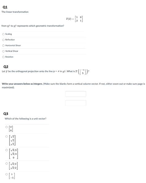 Solved Q The linear transformation T a from R to Rº Chegg