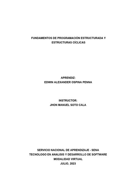 Fundamentos Programacion Estructurada Y Estructuras Ciclicas Pdf
